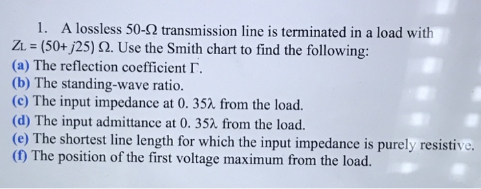 Solved A lossless 50-Ohm transmission line is terminated in | Chegg.com