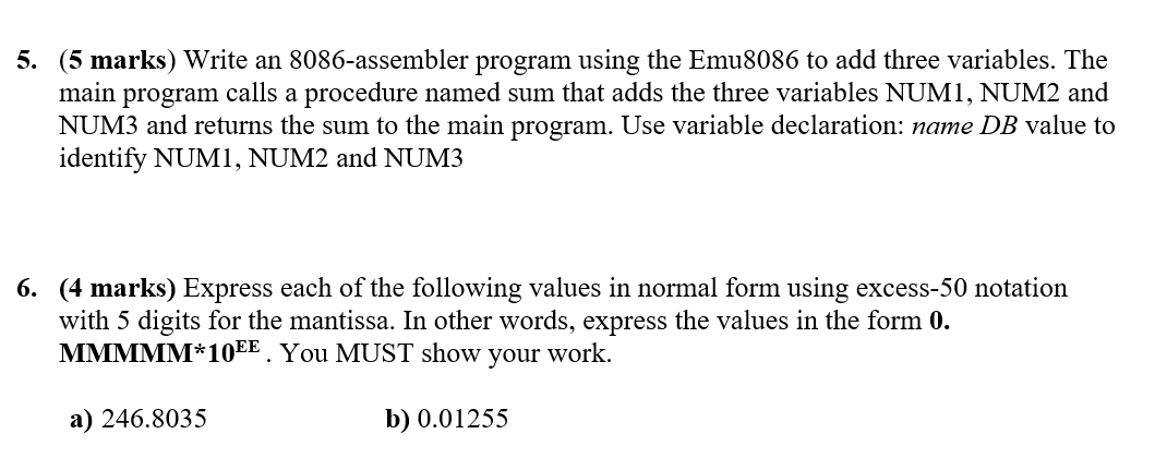 Solved 4 6 Marks Write An 8086 Assembler Program Using