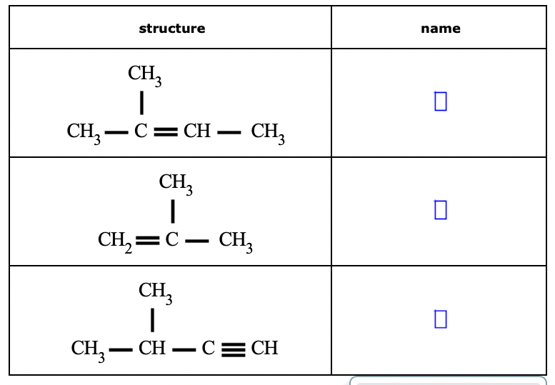 Solved \begin{tabular}{|c|c|} \hline structure & name \\ | Chegg.com