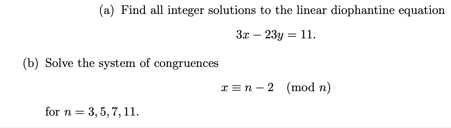 Solved (a) Find all integer solutions to the linear | Chegg.com