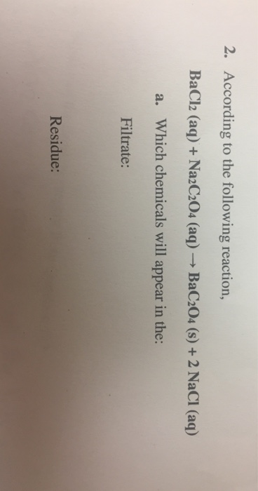 Solved According to the following reaction, BaCl_2 (aq) + | Chegg.com