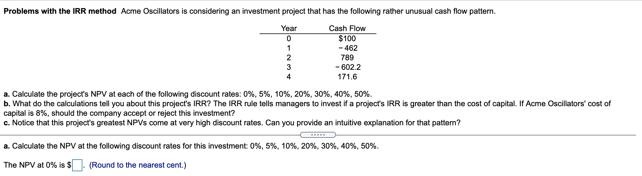 Solved Problems with the IRR method Acme Oscillators is | Chegg.com