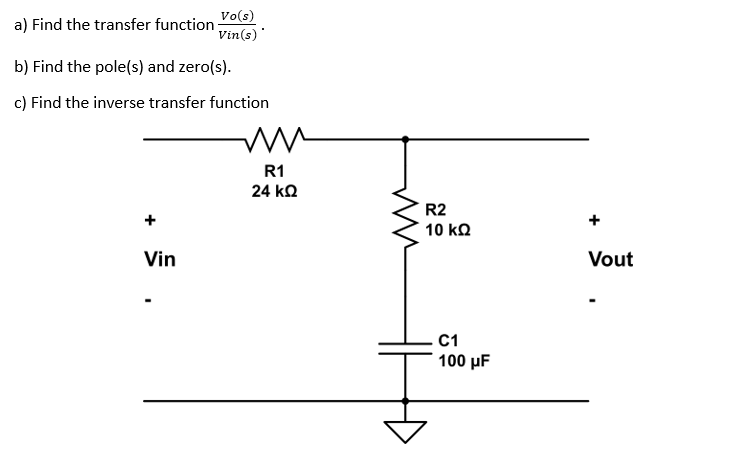 Solved Vo(s) a) Find the transfer function Vin(s) b) Find | Chegg.com