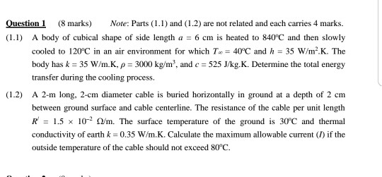 Solved Question1 (8 marks) Note: Parts (1.1) and (1.2) are | Chegg.com Solved Question1 (8 marks) Note: Parts (1.1) and (1.2) are | Chegg.com