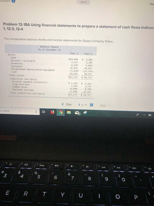 Solved mework Problem 12-18A Using financial statements to | Chegg.com Solved mework Problem 12-18A Using financial statements to | Chegg.com