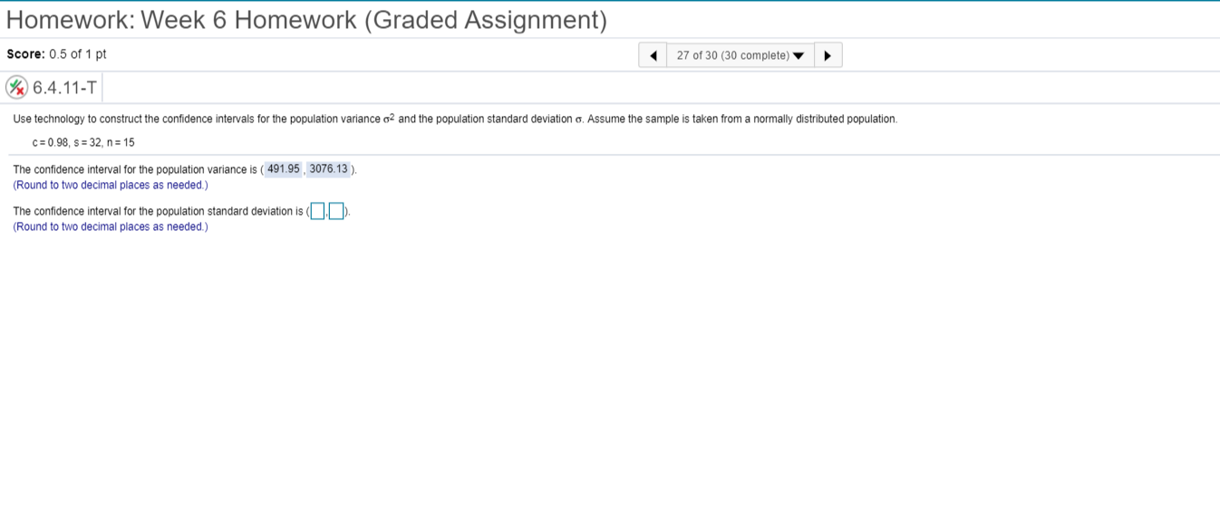 Solved Homework: Week 6 Homework (Graded Assignment) Score: | Chegg.com