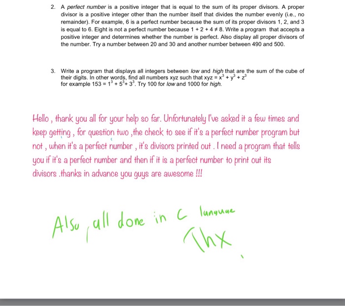 Solved A perfect number is a positive integer that is equal | Chegg.com