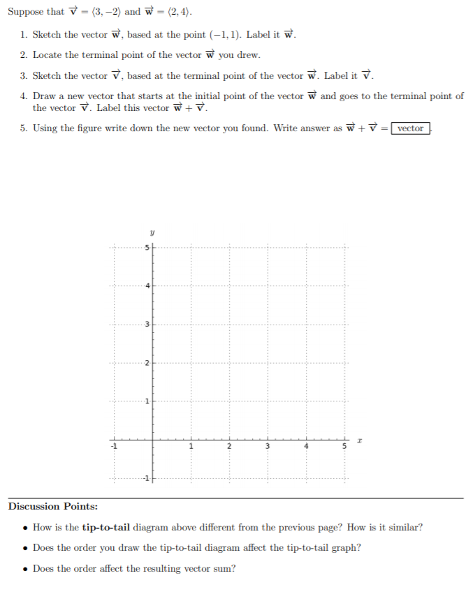 Solved WebAssign #1: Suppose that v = (3,-2) and W = (2,4). | Chegg.com