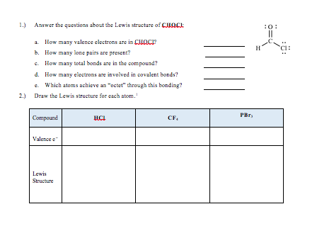 Solved 1.) Answer the questions about the Lewis structure of | Chegg.com