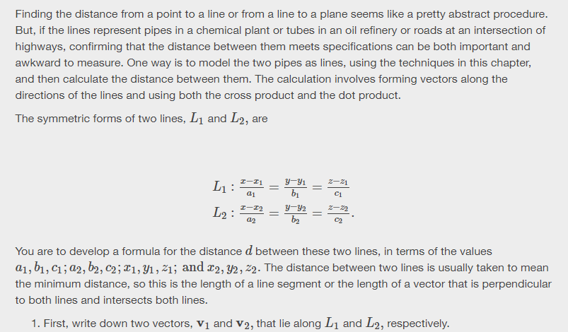 Solved Finding the distance from a point to a line or from a | Chegg.com