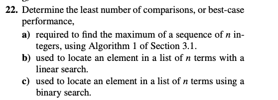 Solved Determine the least number of comparisons, or | Chegg.com