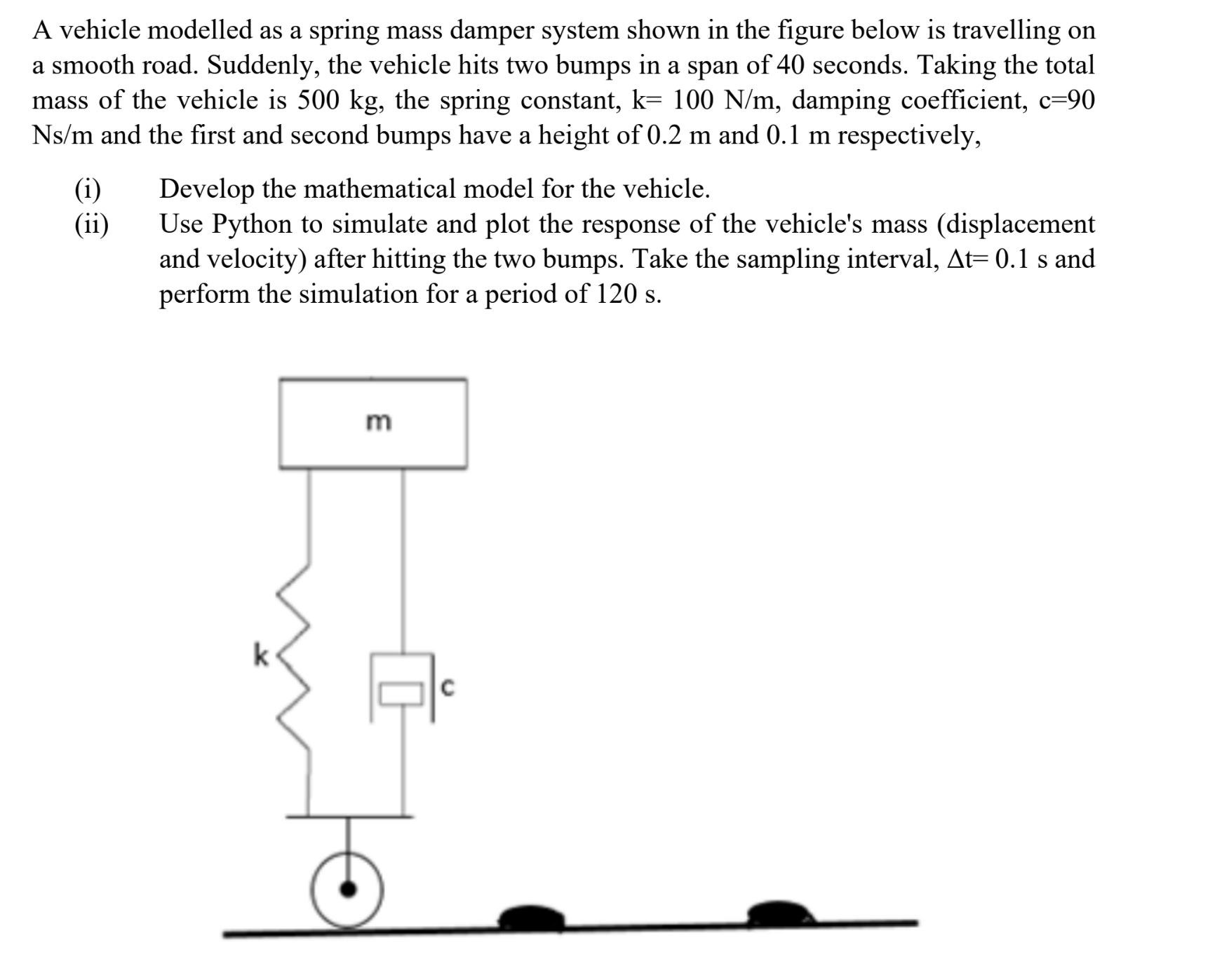 Solved A vehicle modelled as a spring mass damper system | Chegg.com
