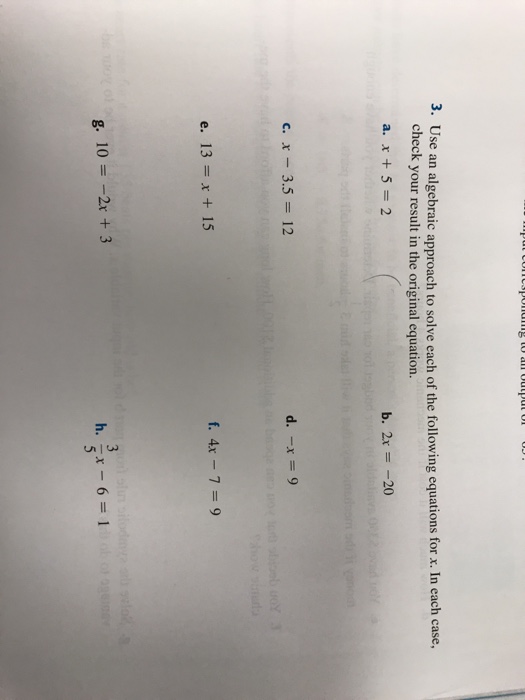 Solved 3. Use an algebraic approach to solve each of the | Chegg.com