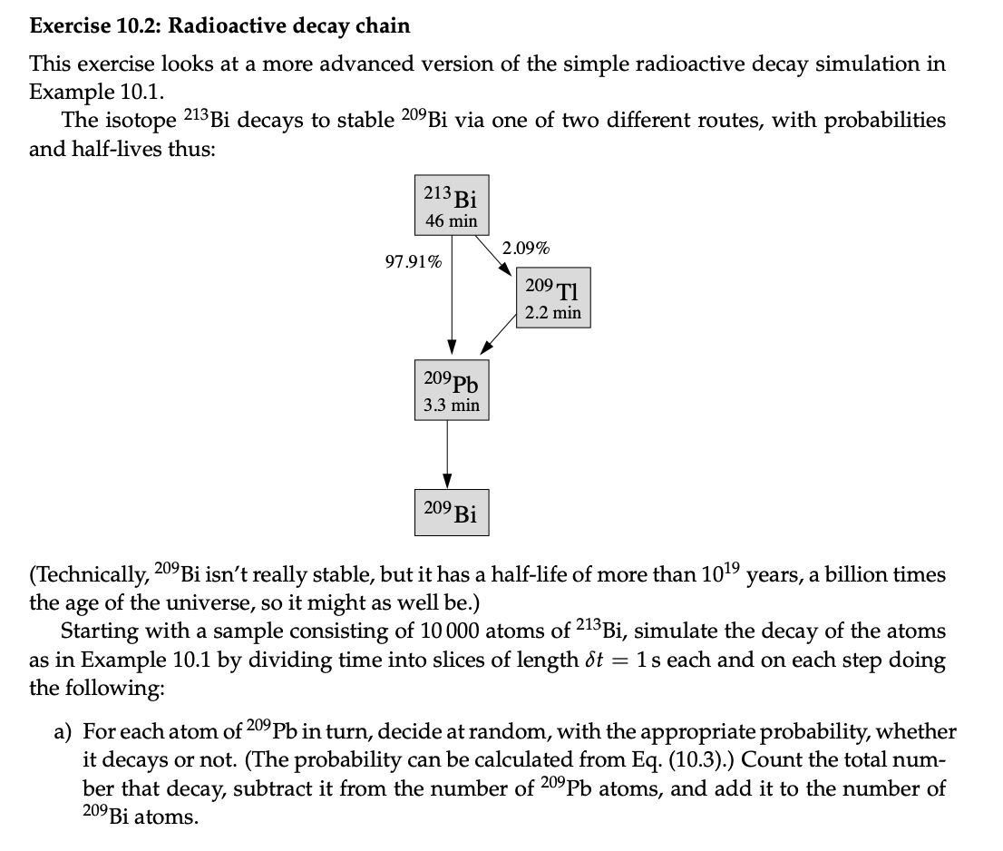 Solved Exercise 10.2: Radioactive decay chain This exercise | Chegg.com