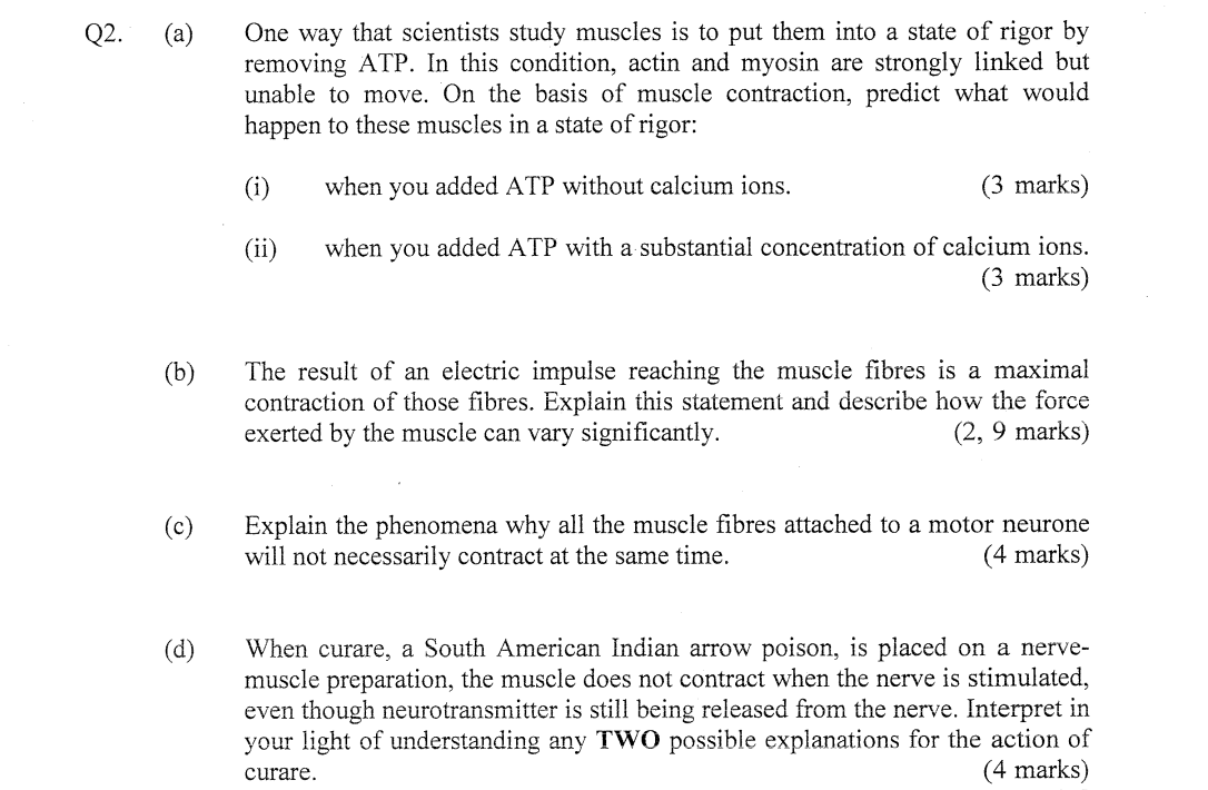 Q2. (a) One way that scientists study muscles is to | Chegg.com