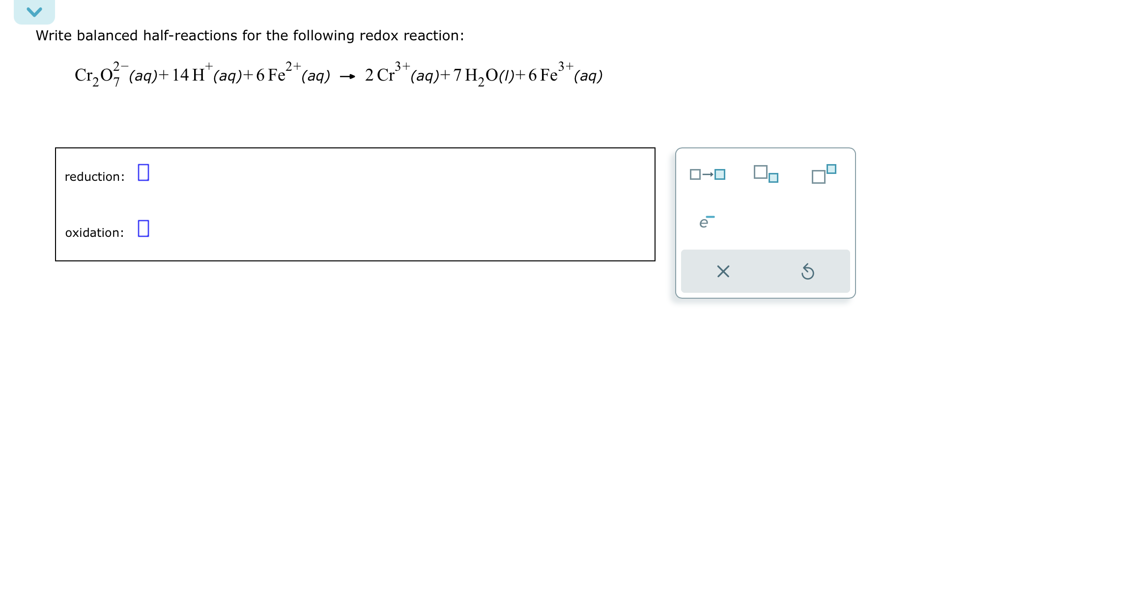 Solved Write balanced half-reactions for the following redox | Chegg.com