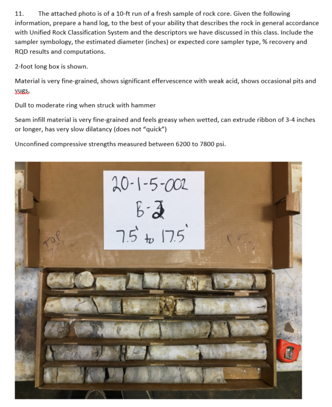 11. The attached photo is of a 10-ft run of a fresh | Chegg.com