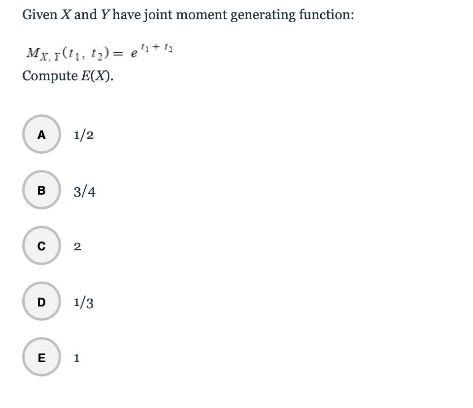 Solved Given X and Y have joint moment generating function: | Chegg.com