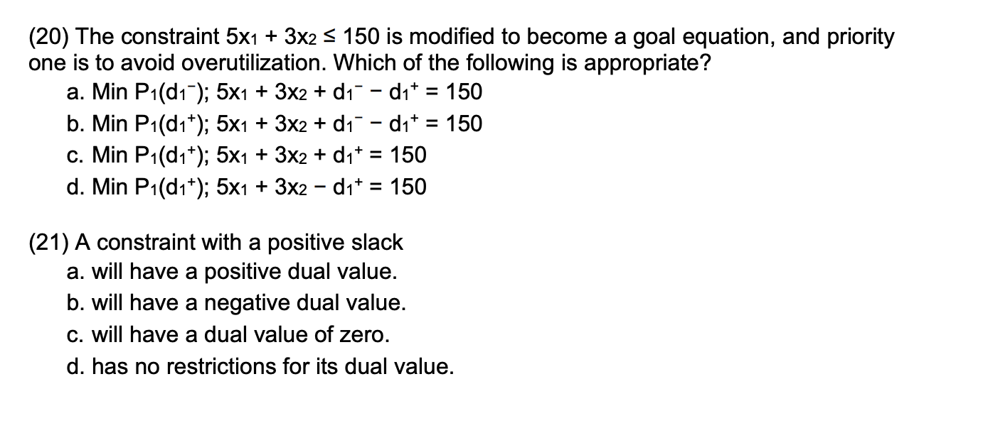 Solved (20) The constraint 5x1 + 3x2