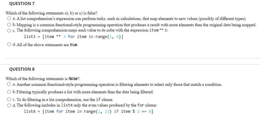 Solved QUESTION 7 Which of the following statements a), b) | Chegg.com