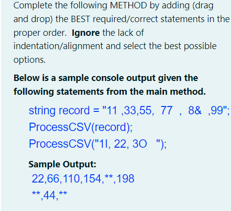 Solved Complete the following METHOD by adding (drag and | Chegg.com