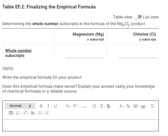 Solved Empirical formula Show Calculations: Mg:Cl=0.0116 | Chegg.com