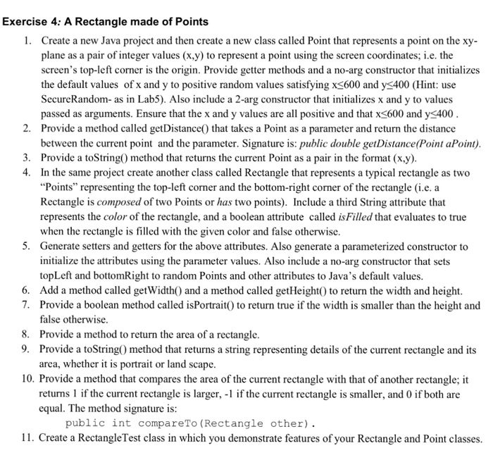 Solved Exercise 4: A Rectangle made of Points 1. Create a | Chegg.com