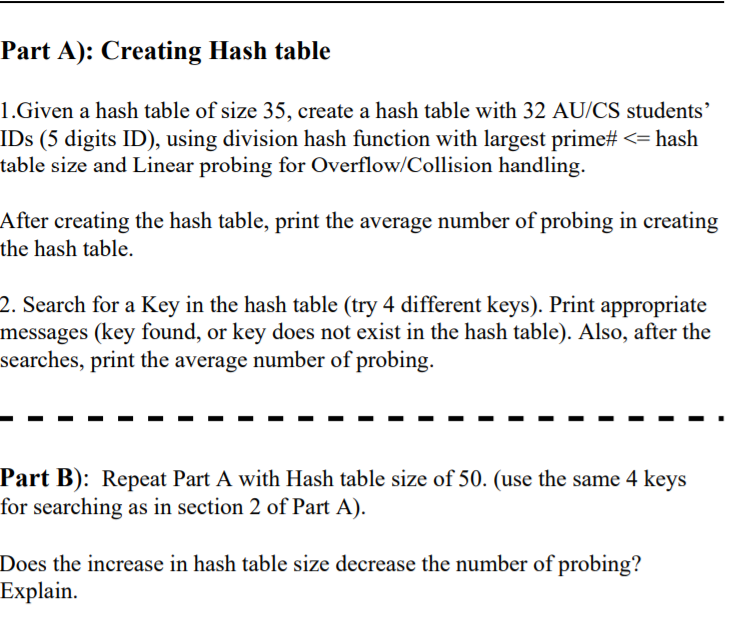 (Solved) : Part Creating Hash Table 1 Given Hash Table Size 35 Create ... (Solved) : Part Creating Hash Table 1 Given Hash Table Size 35 Create ...