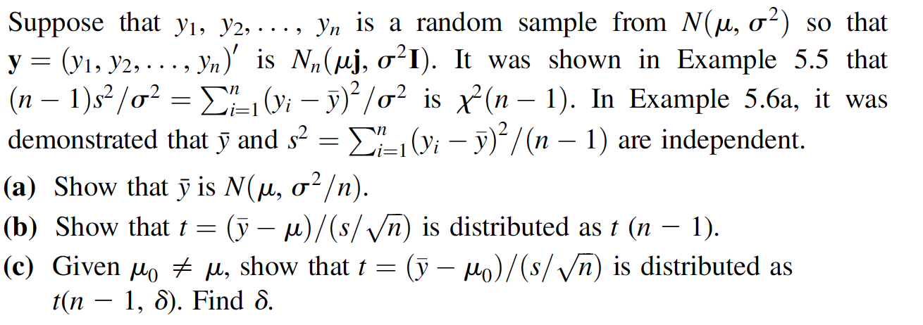 Solved Suppose that yı, y2, ..., yn is a random sample from | Chegg.com