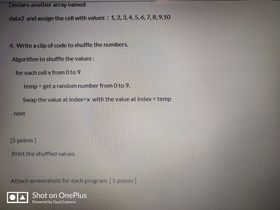 Solved declare an array named data with 10 cells and make | Chegg.com