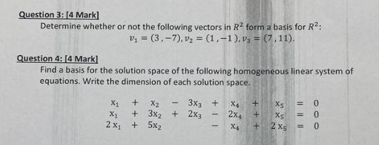 Solved Question 3: [4 Mark] Determine whether or not the | Chegg.com