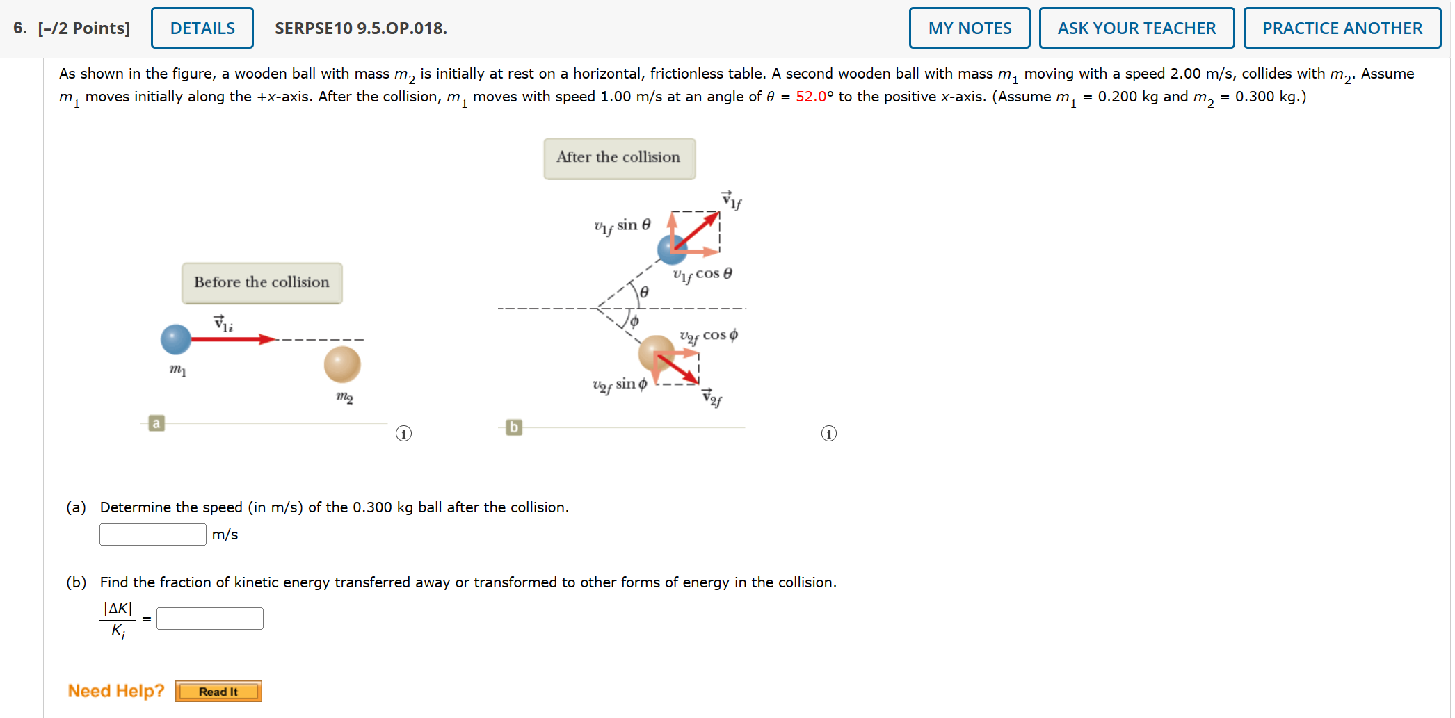 Solved After the collision (i) (a) Determine the speed (in | Chegg.com