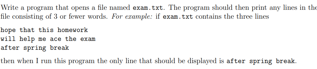 Solved Write a program that opens a file named exam.txt. The | Chegg.com