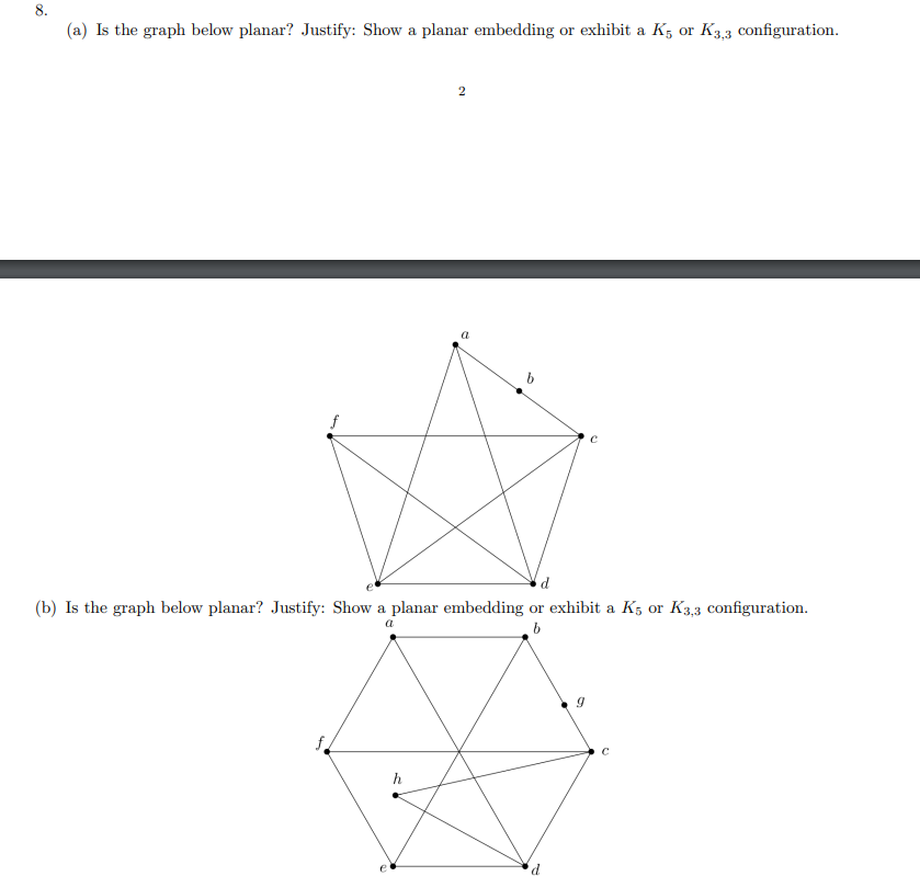 Solved (a) Is the graph below planar? Justify: Show a planar | Chegg.com