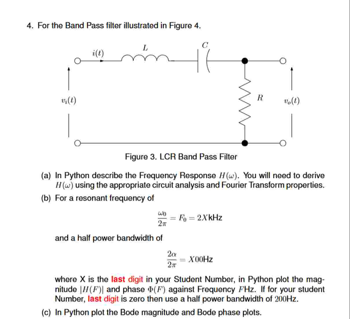 Solved For the Band Pass filter illustrated in ﻿Figure | Chegg.com