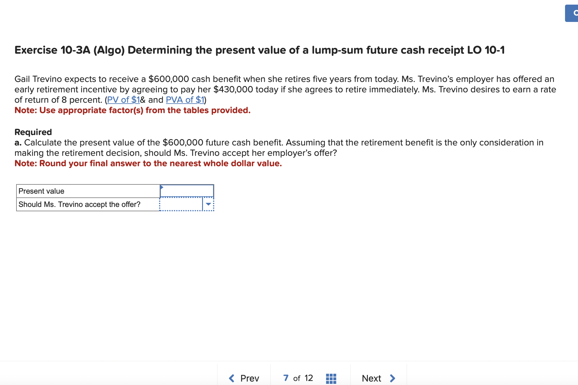 Solved Exercise 10-3A (Algo) Determining the present value | Chegg.com
