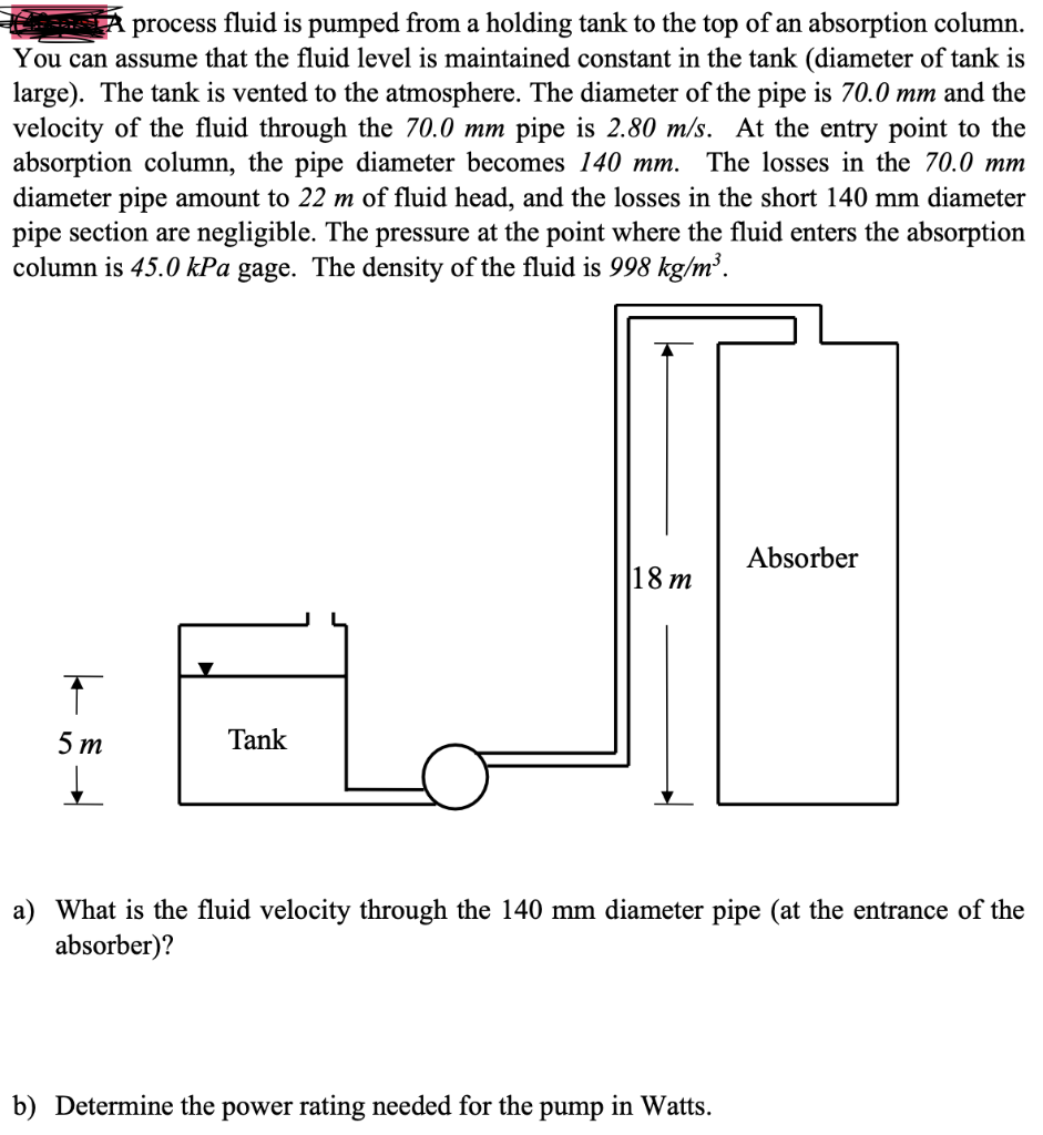 Solved A process fluid is pumped from a holding tank to the | Chegg.com