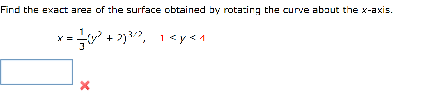Solved The Given Curve Is Rotated About The Y Axis Find The 