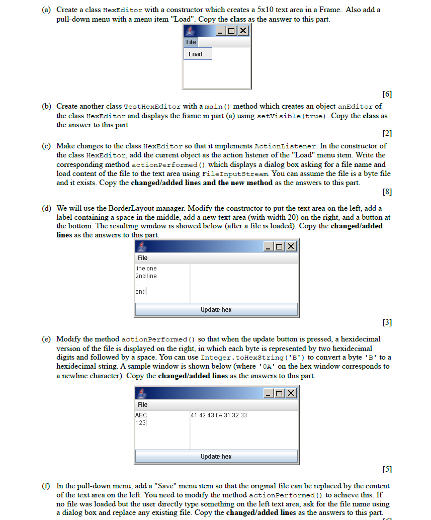 Solved (a) Create a class HexEditor with a constructor which | Chegg.com