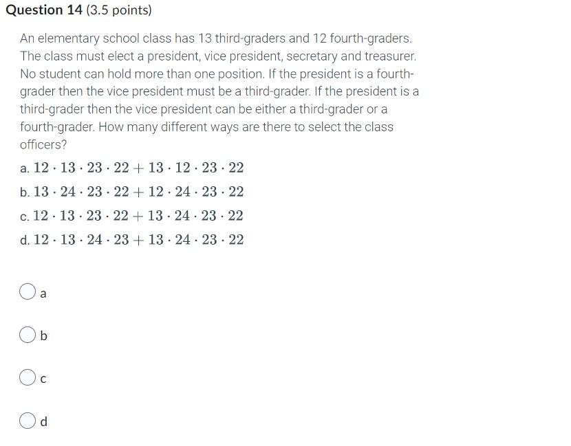 Solved An elementary school class has 13 third-graders and | Chegg.com