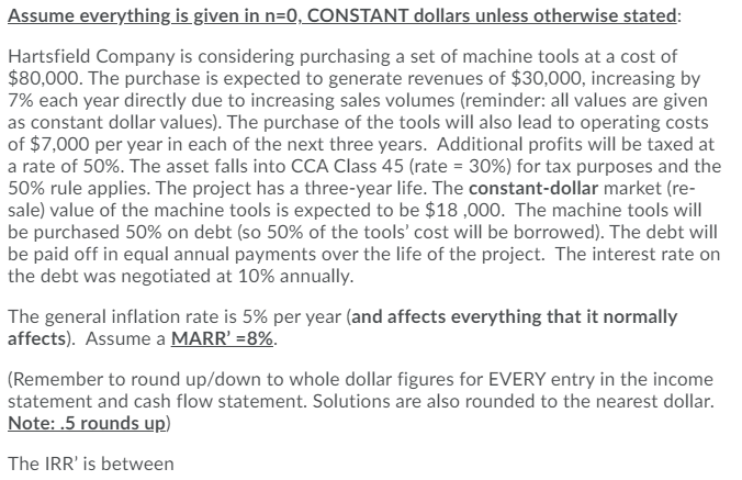 Assume everything is given in n=0, CONSTANT dollars | Chegg.com