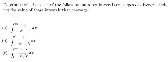 Solved Determine whether each of the following improper | Chegg.com