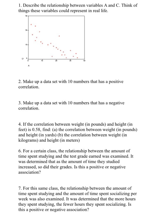 Solved 1. Describe the relationship between variables A and | Chegg.com