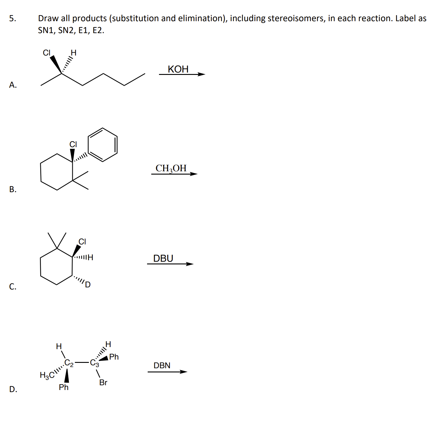 Solved Draw all products (substitution and elimination), | Chegg.com