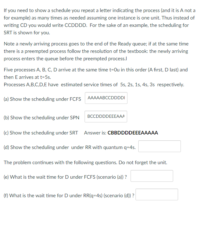 Solved If you need to show a schedule you repeat a letter | Chegg.com