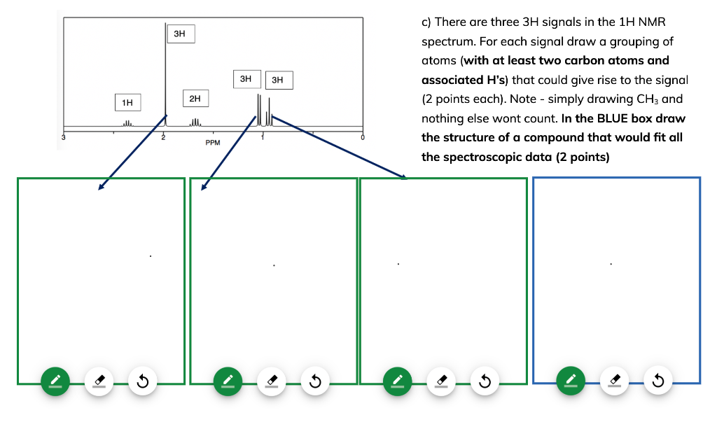 Solved 3H 3H . 3H c) There are three 3H signals in the 1H | Chegg.com