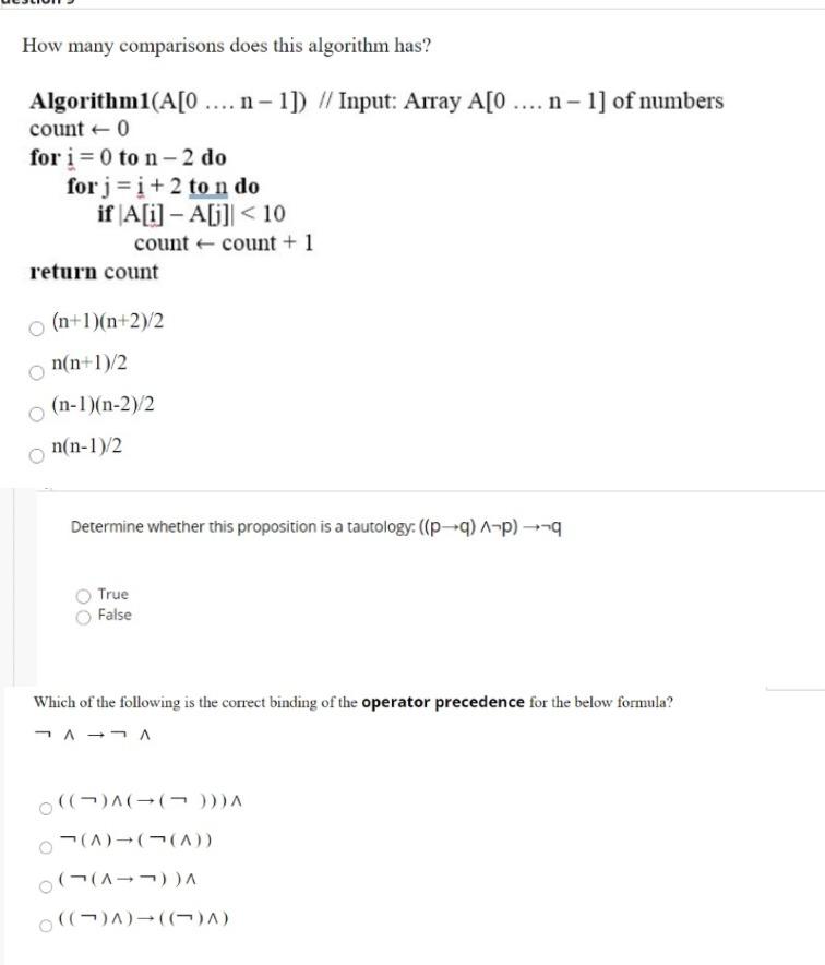 Solved How many comparisons does this algorithm has? | Chegg.com