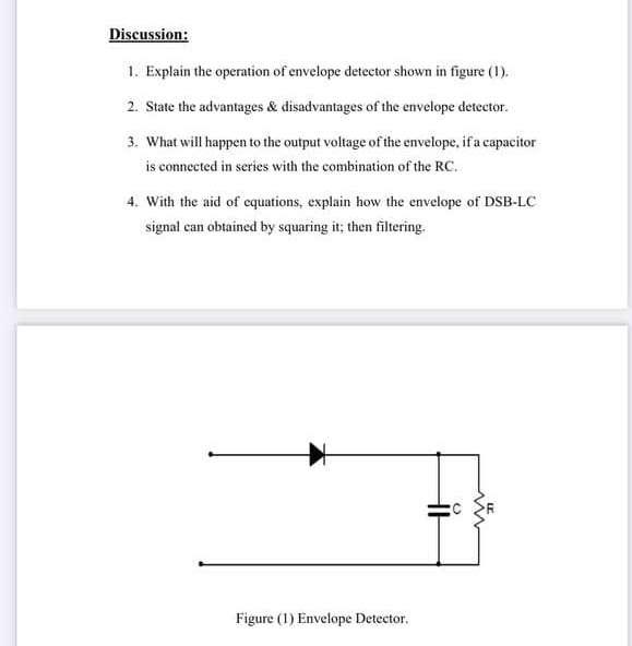 Solved Discussion: 1. Explain the operation of envelope | Chegg.com