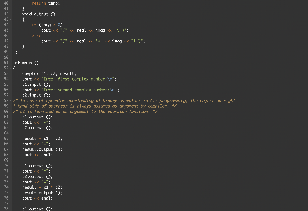 Solved Add the ++ operator to the complex class and | Chegg.com