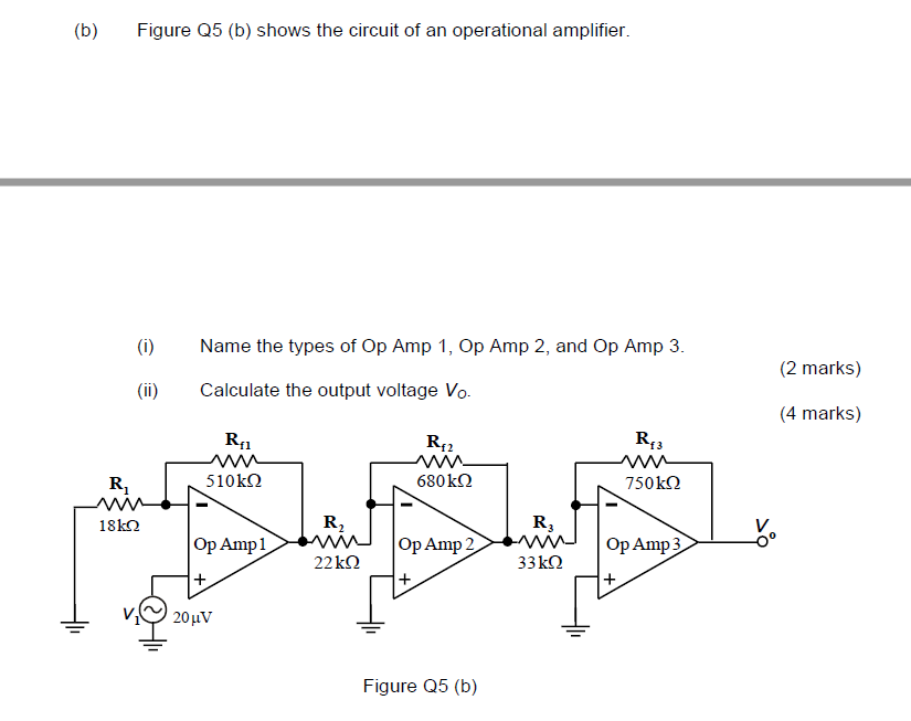 Solved (b) Figure Q5 (b) shows the circuit of an operational | Chegg.com